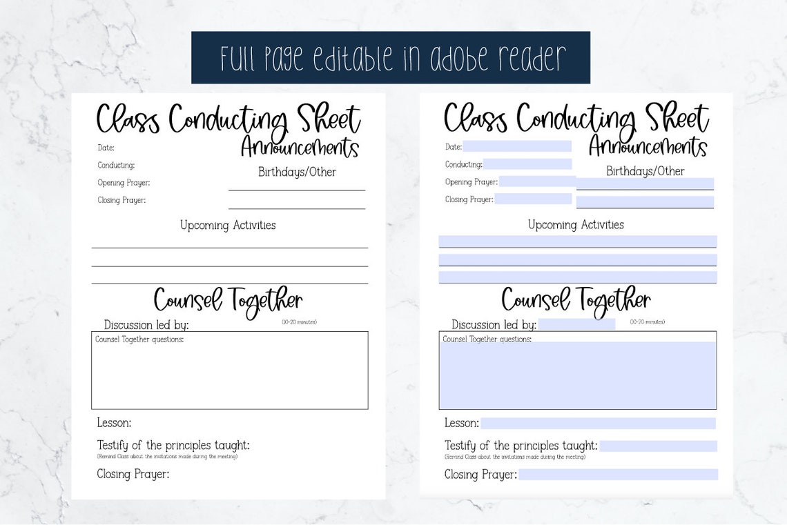 Young Women Class Conducting Sheet | Guide to Teach New Class ...