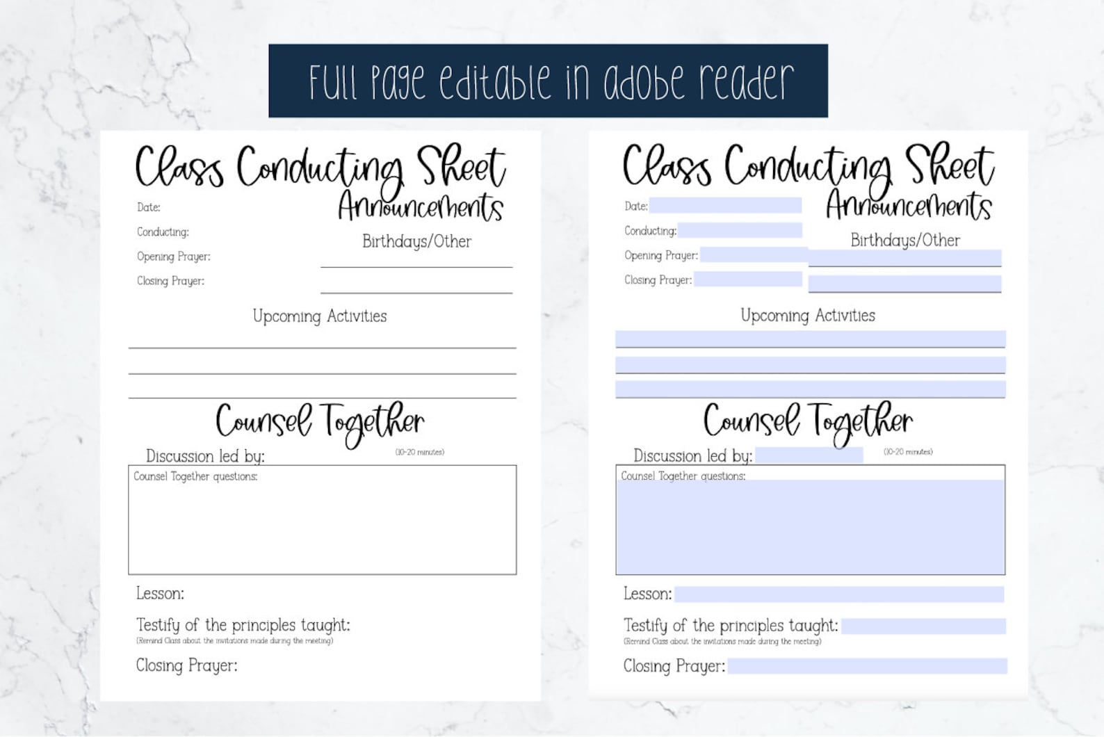 Young Women Class Conducting Sheet | Guide to Teach New Class ...