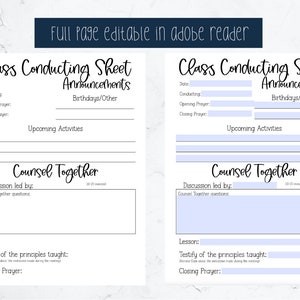Young Women Class Conducting Sheet | Guide to Teach New Class ...