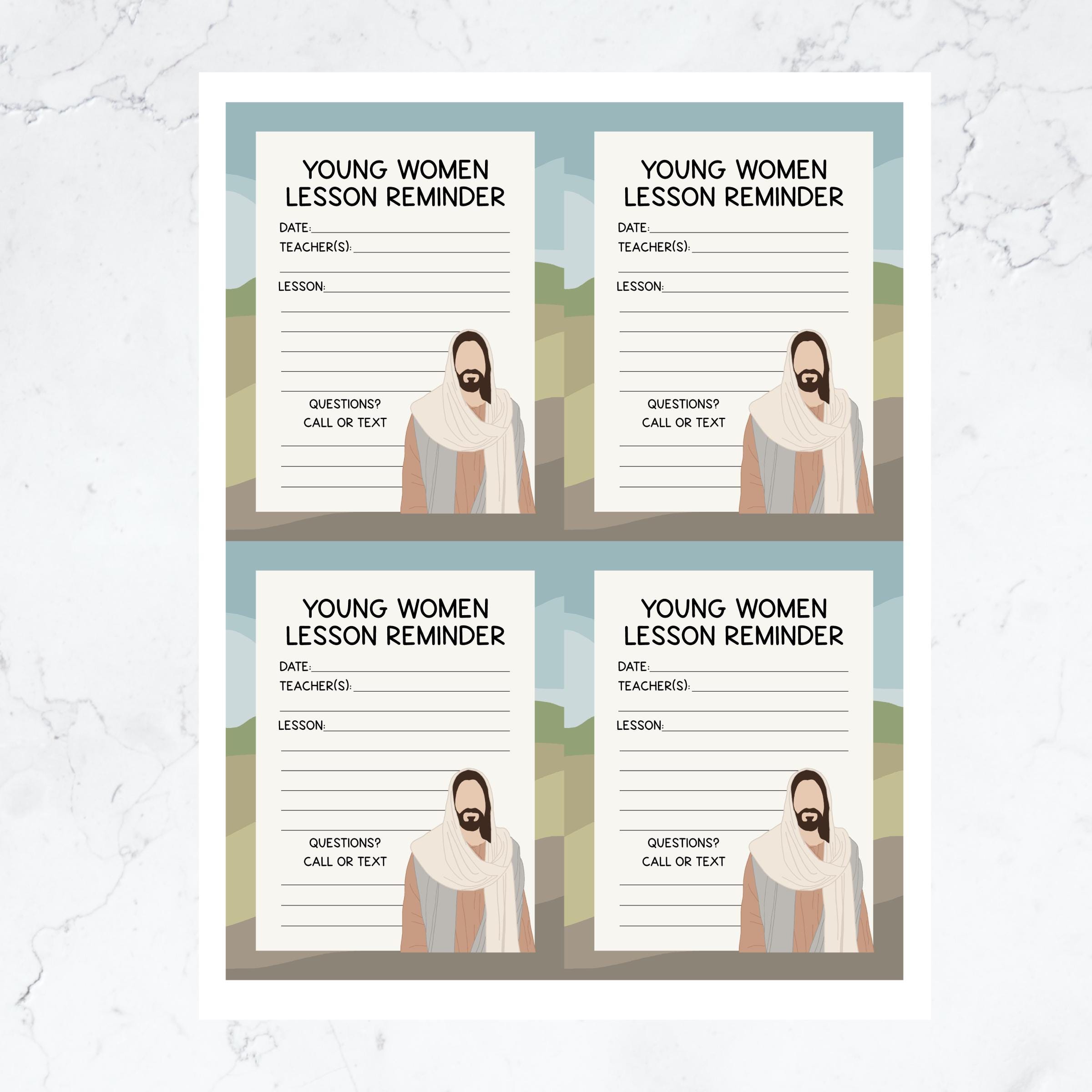 Young Women Lesson Reminder Handout | Young Women Helps | Class ...