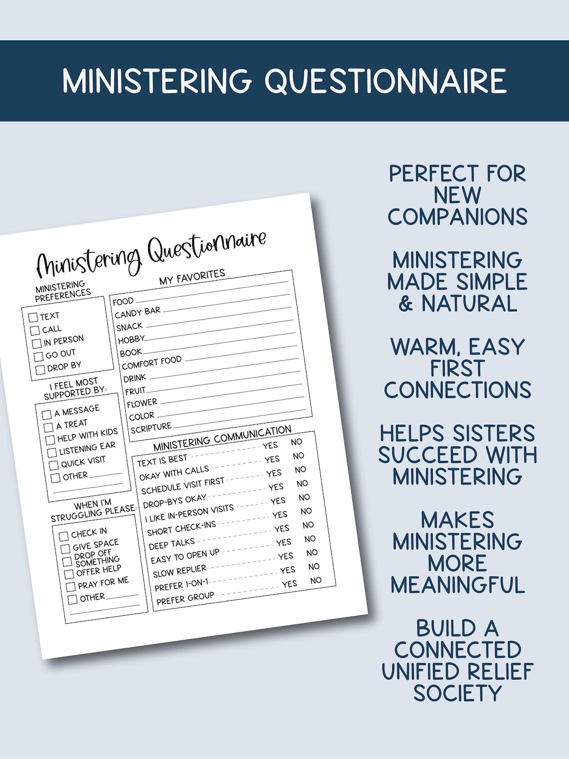 Ministering Questionnaire Printable | LDS Relief Society Ministering ...