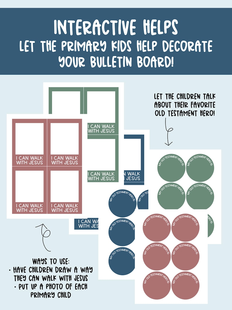 Old Testament Primary Bulletin Board Printable | 12 Bible Story Images ...