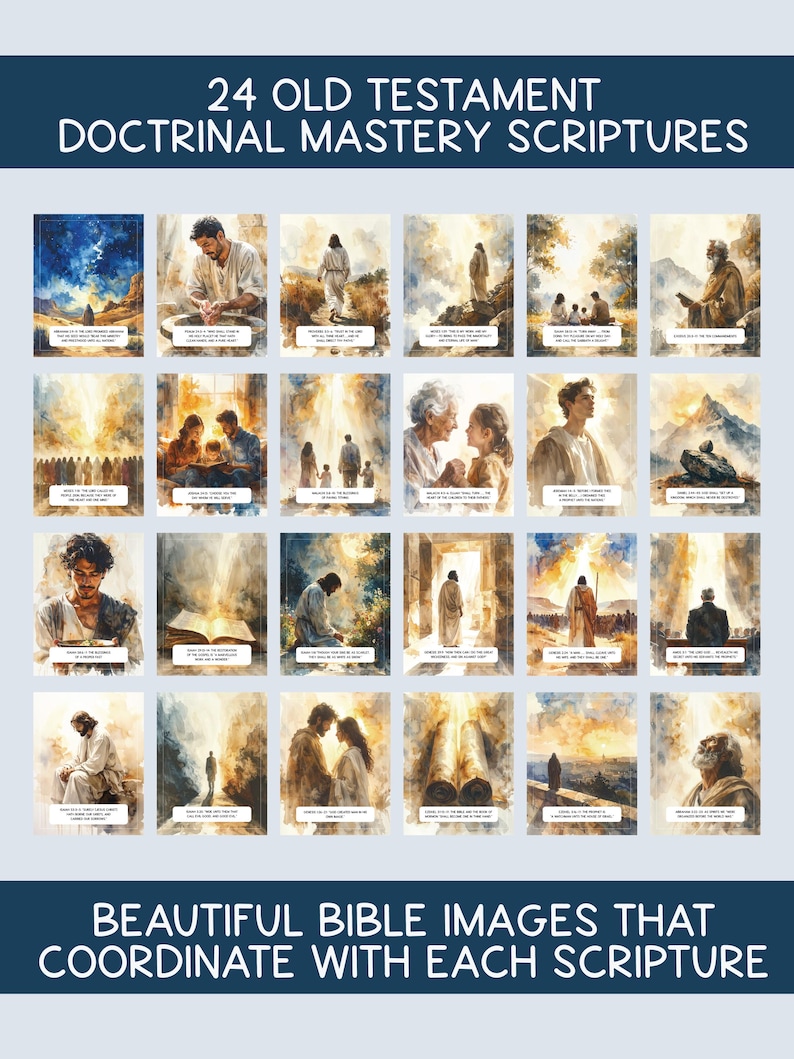 Old Testament Doctrinal Mastery Scripture Cards | 24 Bible Verses for ...
