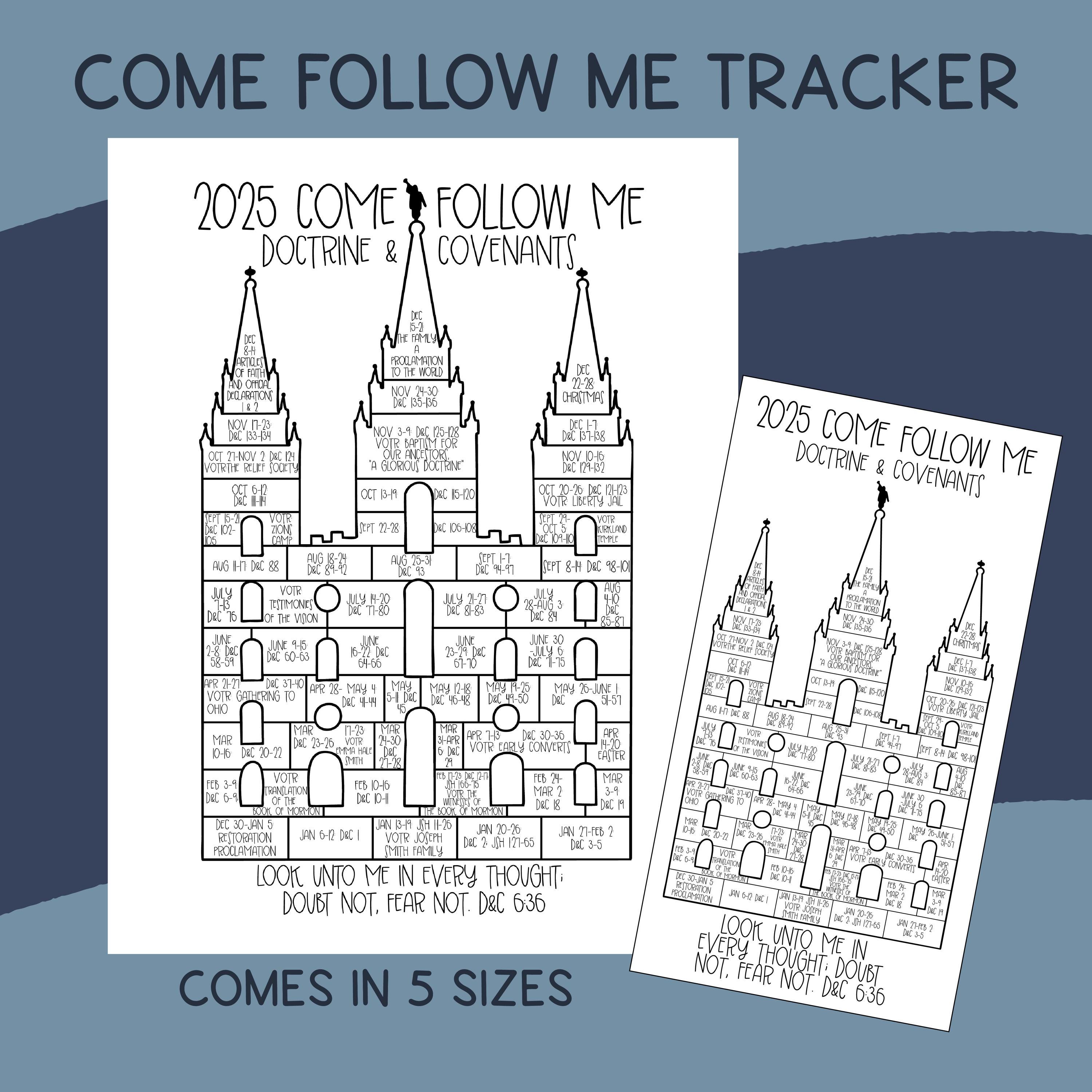 2025 Come Follow Me Reading Coloring Chart | Come Follow Me Tracker ...