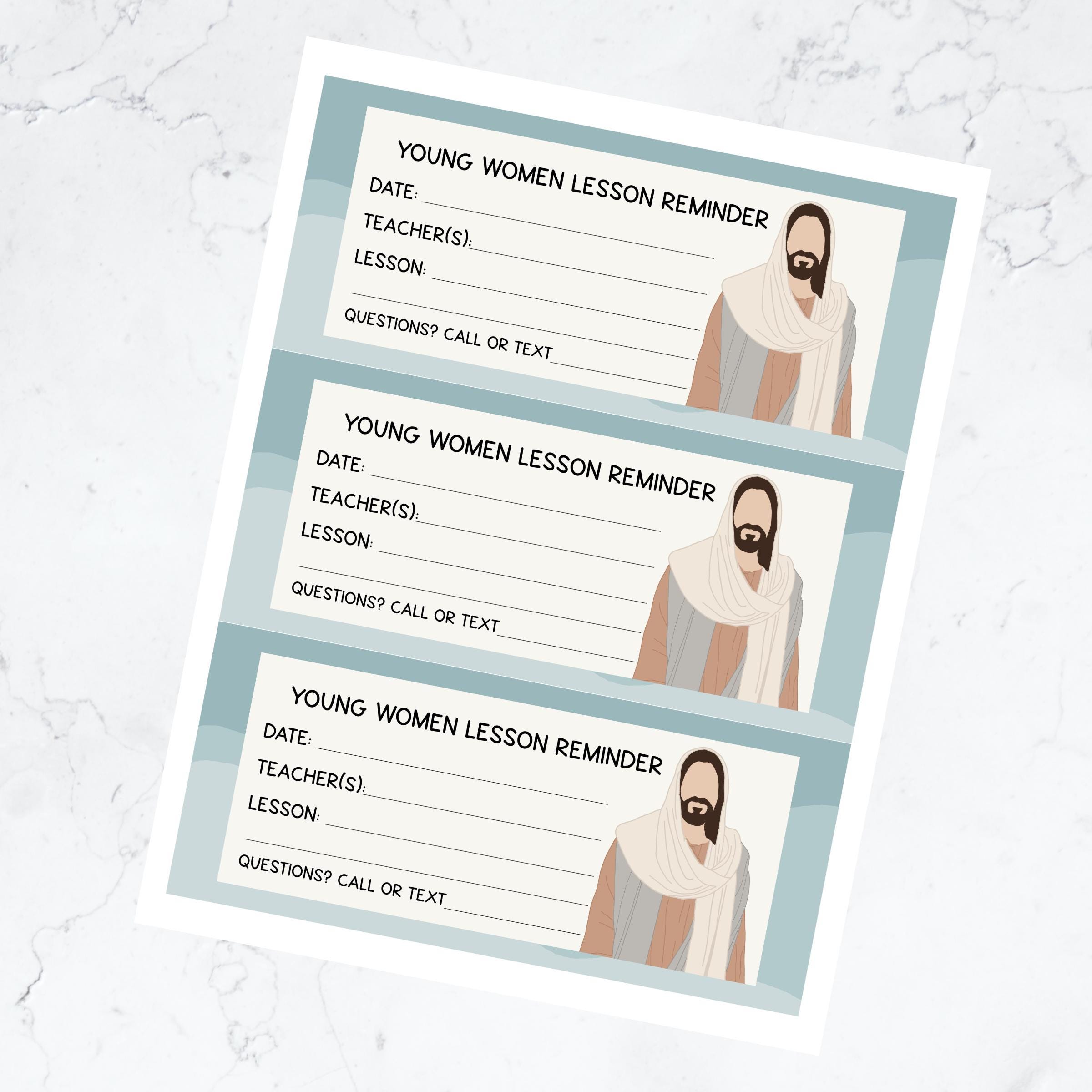 Young Women Lesson Reminder Handout | Young Women Helps | Class ...