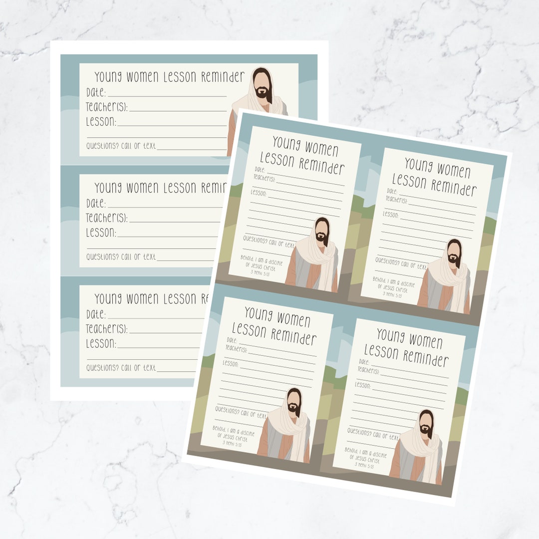 Young Women Lesson Reminder Handout Young Women Helps Class Presidency ...