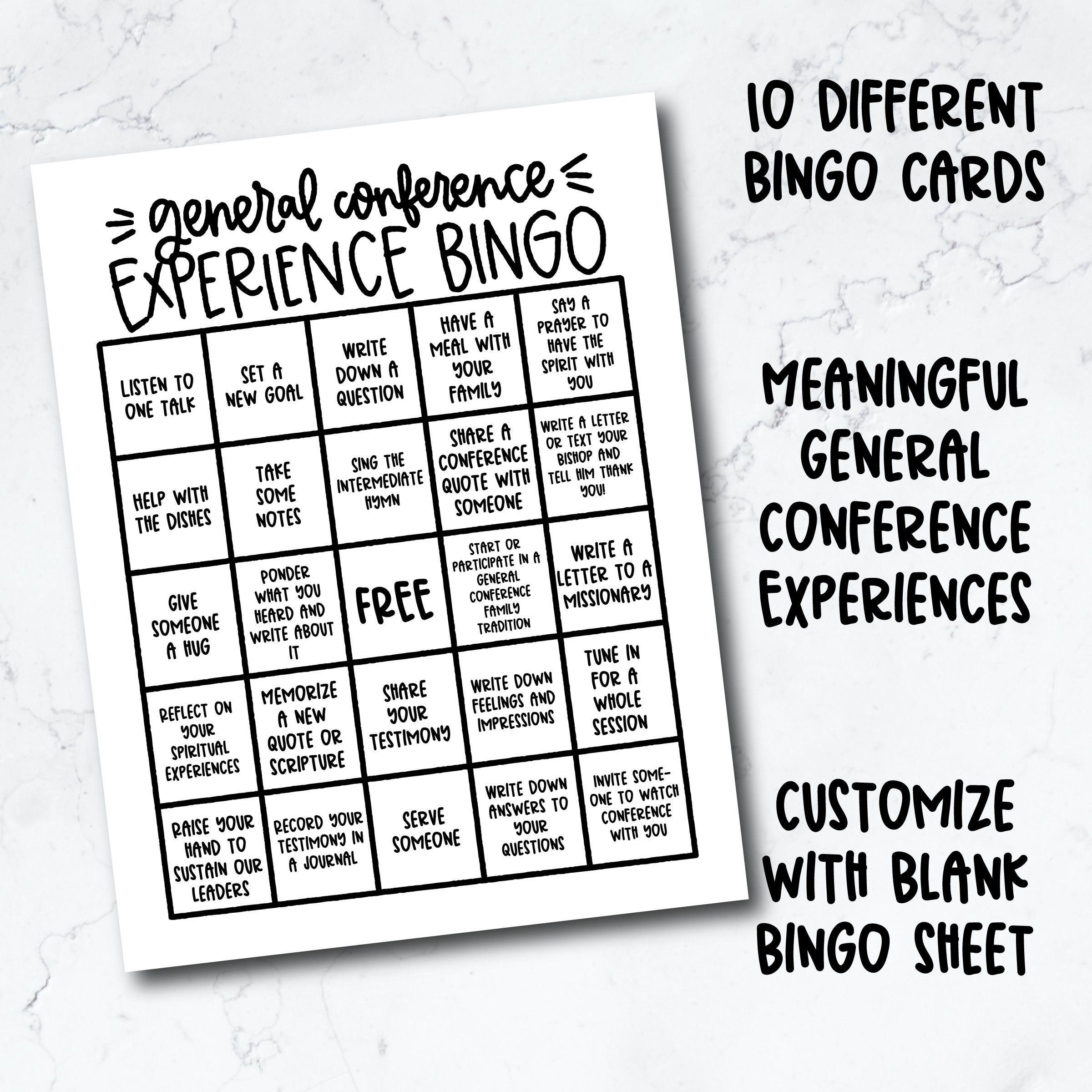 General Conference Experience Bingo - Weekend-long General Conference ...