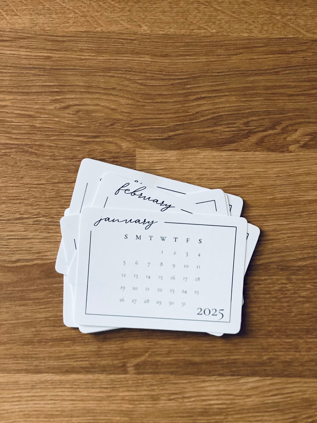 PRINTABLE 2025 Planner Calendar Cards | Horizontal Script Font ...