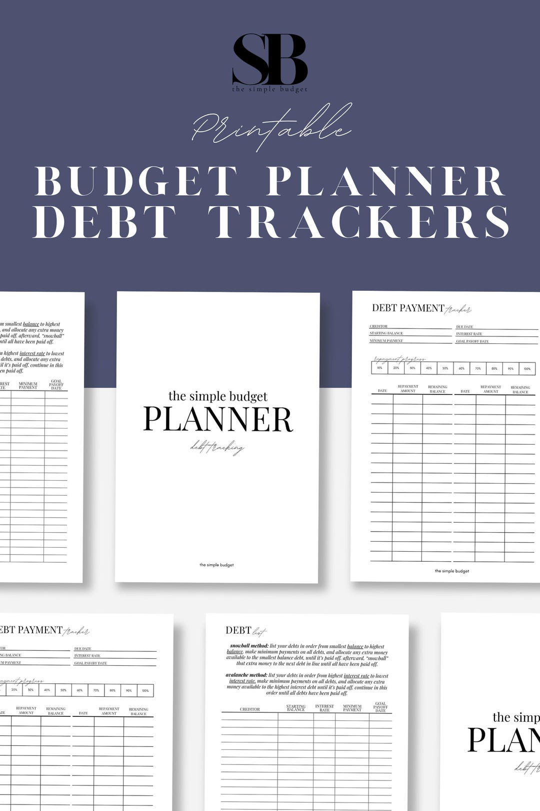PRINTABLE Debt Tracking Inserts | A5 AND Us LETTER Debt List | Debt ...