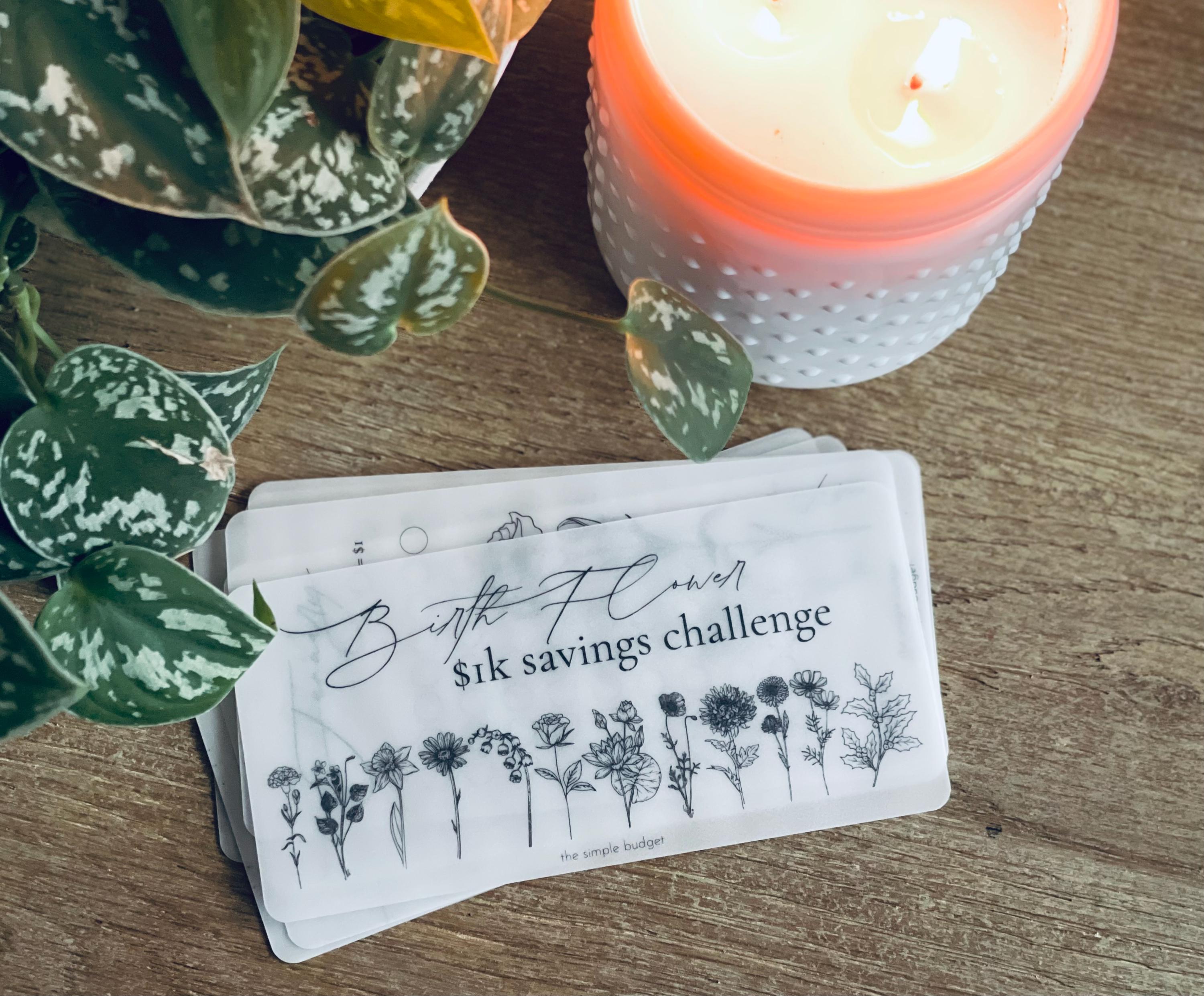 PRINTED Birth Flower Goal Savings Challenge Inserts | Savings Challenge ...