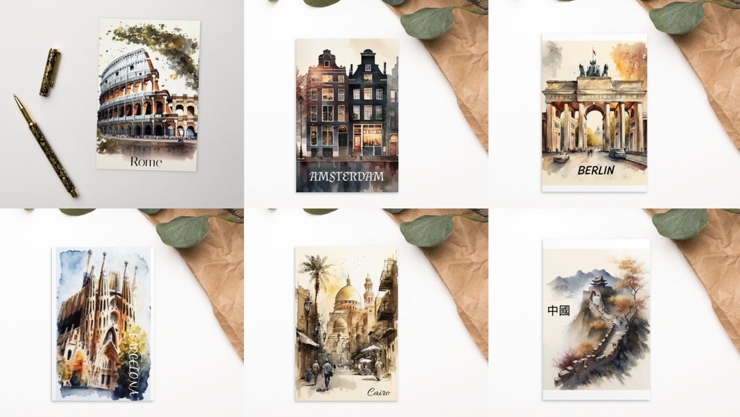 Set of 6 World Postcards Instant Download From Around the World ...
