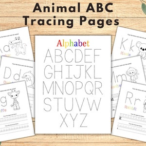 Printable Animal ABC Coloring and Tracing Worksheets, A to Z Tracing ...