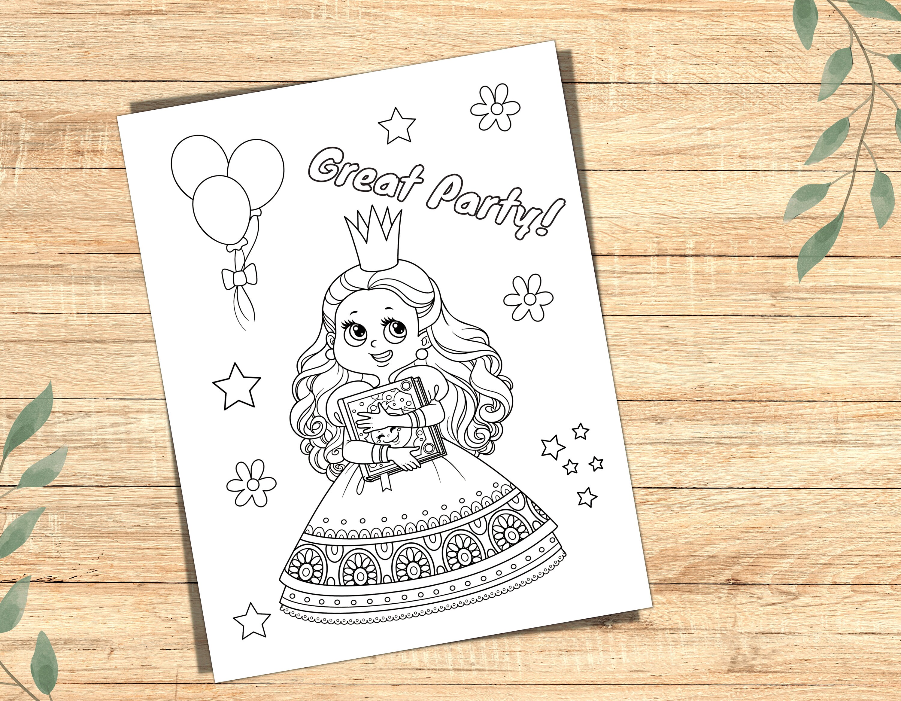 Princess Birthday Coloring Pages, Printable Coloring Book, Kids Relax ...