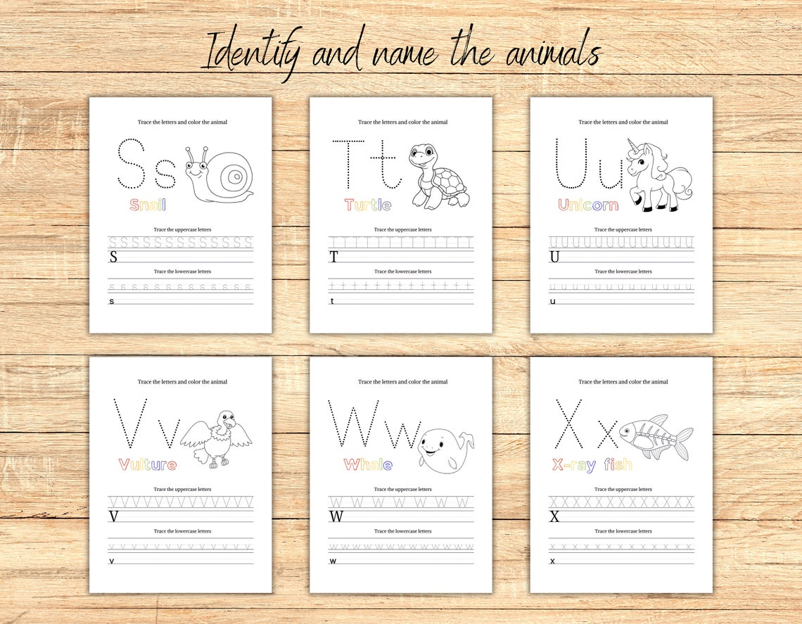 Printable Animal ABC Coloring and Tracing Worksheets, A to Z Tracing ...