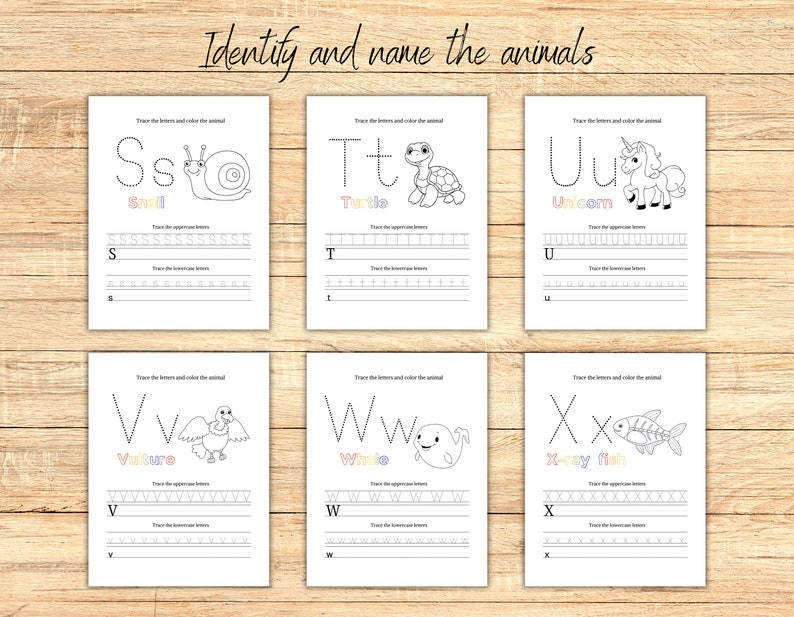 Printable Animal ABC Coloring and Tracing Worksheets, A to Z Tracing ...