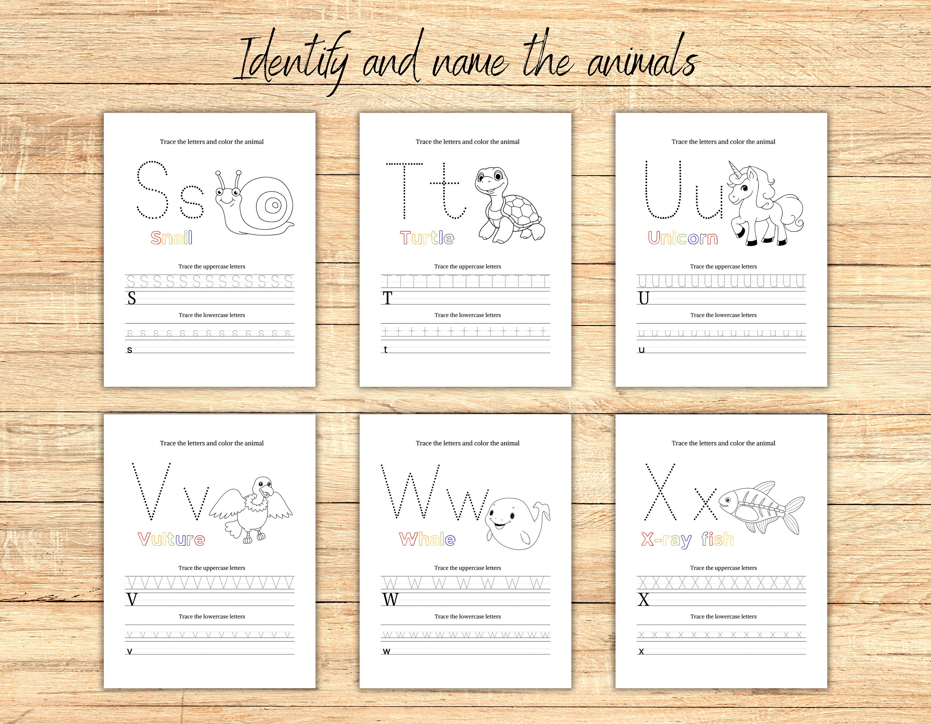 Printable Animal ABC Coloring and Tracing Worksheets, A to Z Tracing ...