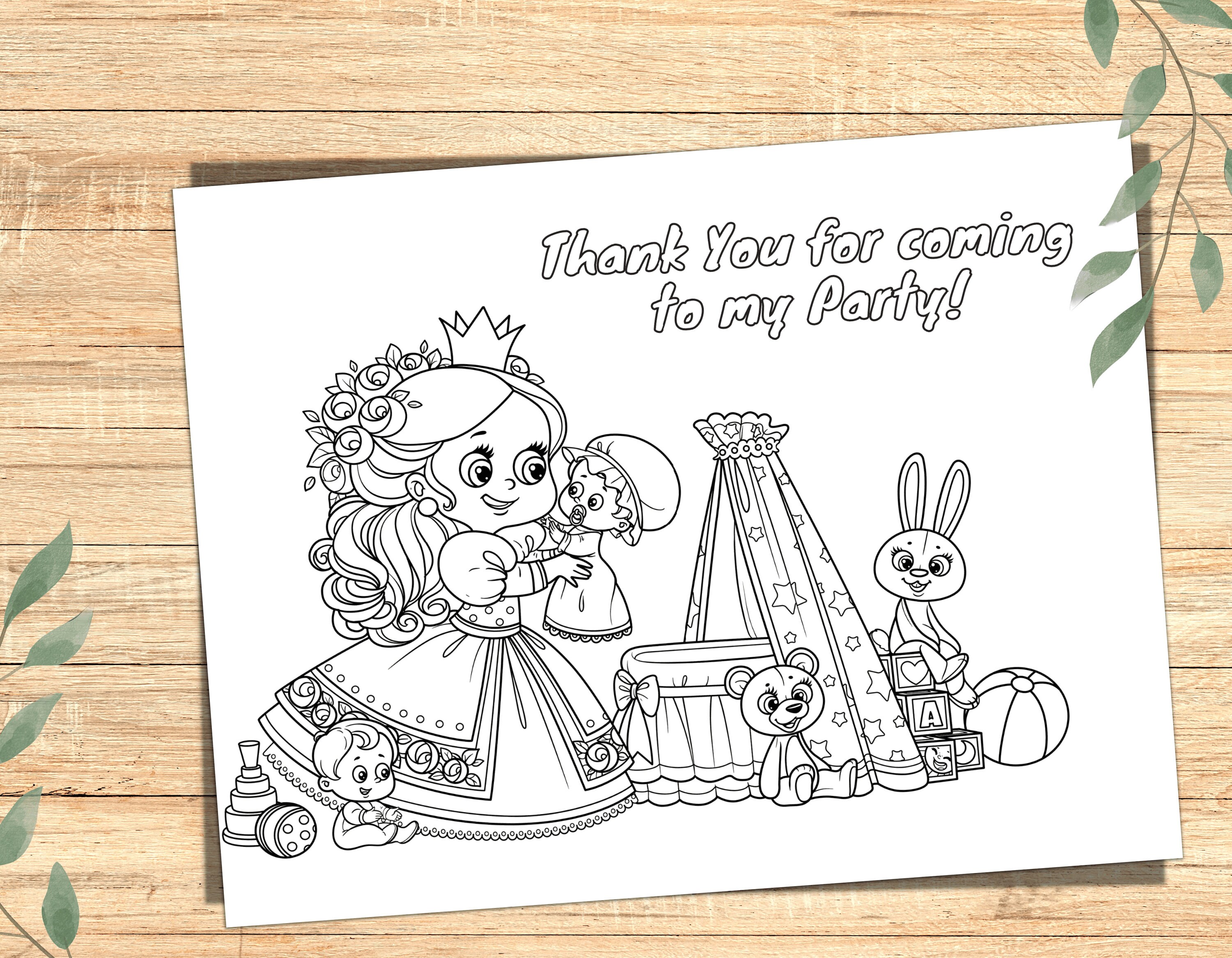 Princess Birthday Coloring Pages, Printable Coloring Book, Kids Relax ...