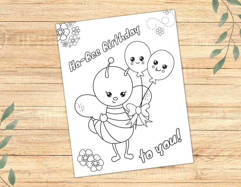 Honey Bee Party Coloring Pages Printable Birthday Book - Etsy