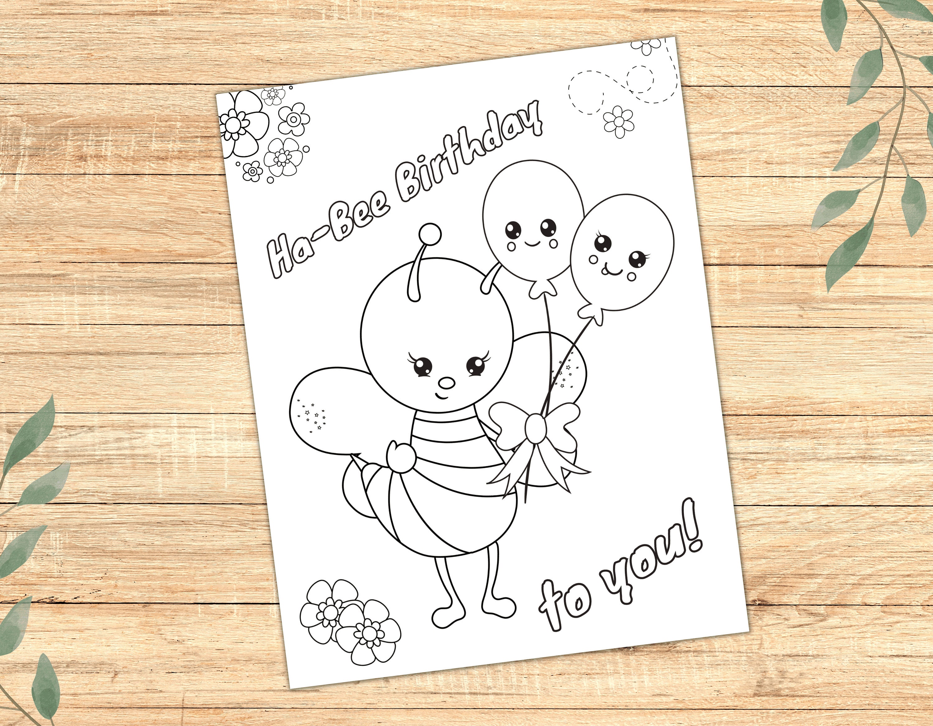 Honey Bee Party Coloring Pages, Printable Birthday Book, Birthday Girl ...