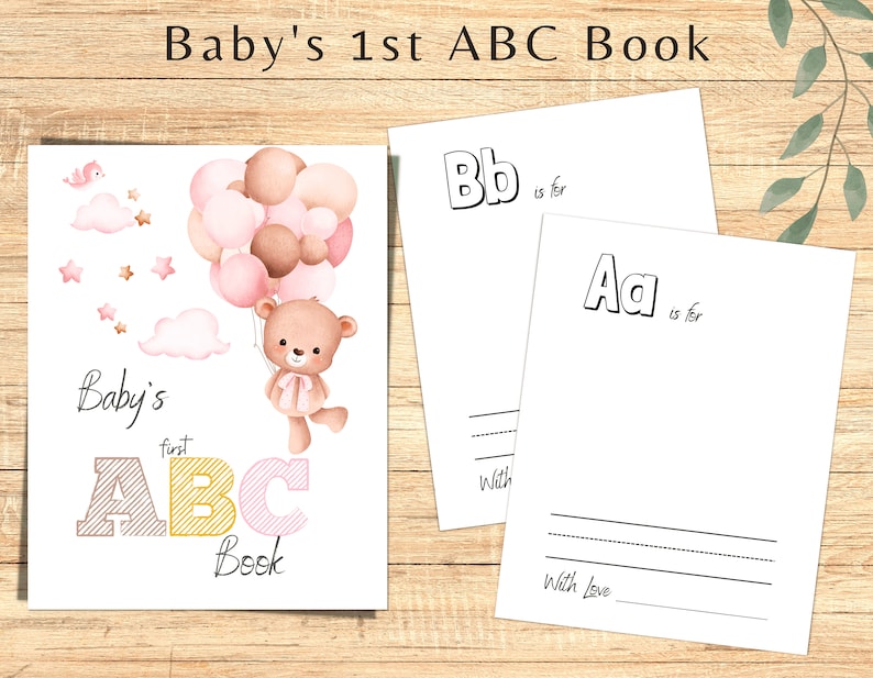 Baby Girl's First Alphabet Book, Printable Baby Shower, Baby's ABC Book ...