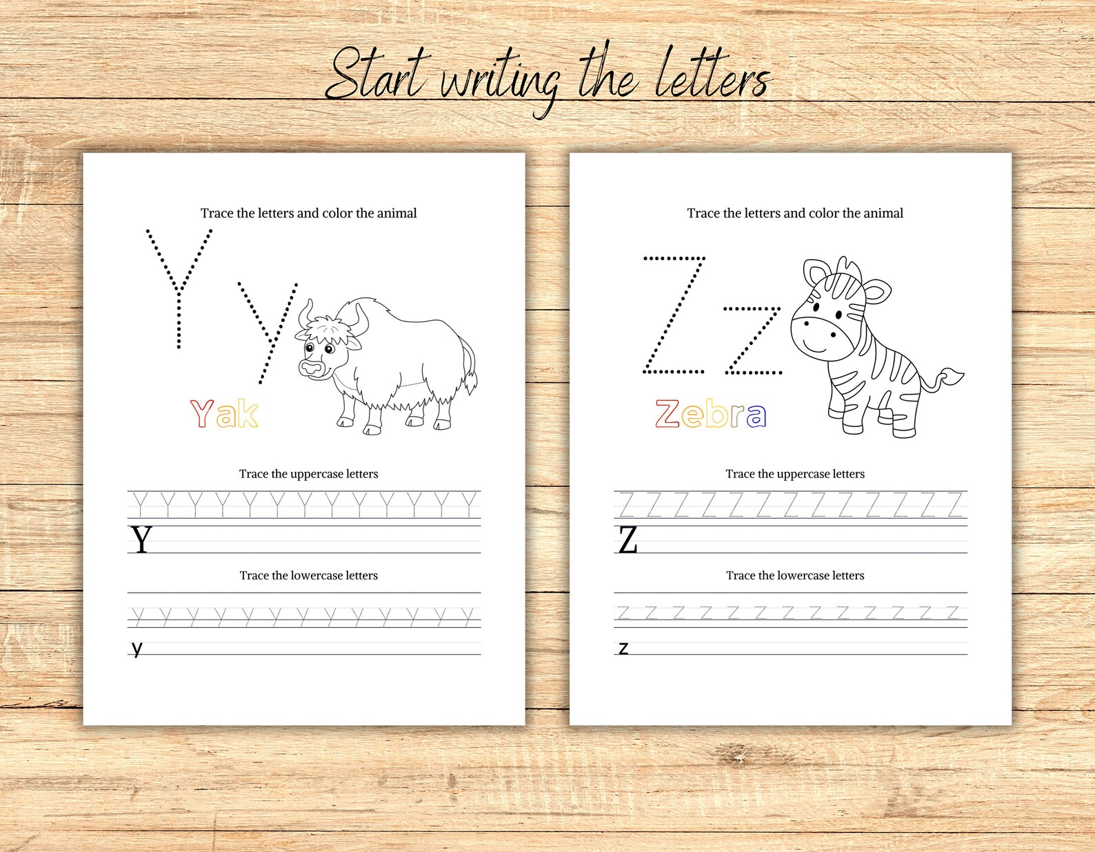 Printable Animal ABC Coloring and Tracing Worksheets, A to Z Tracing ...