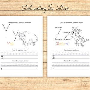 Printable Animal ABC Coloring and Tracing Worksheets, A to Z Tracing ...