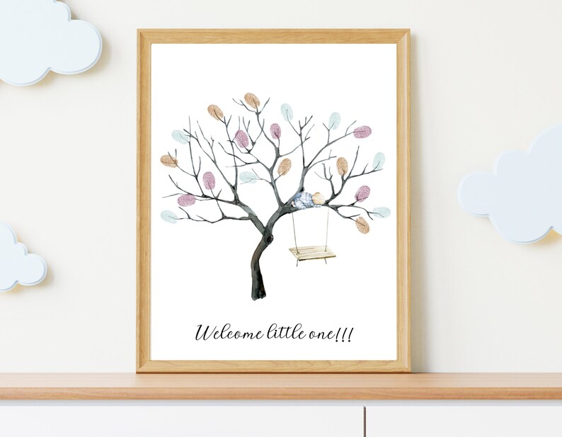 Baby Shower Fingerprint Guest Book, Tree Guest Baby Shower Book ...