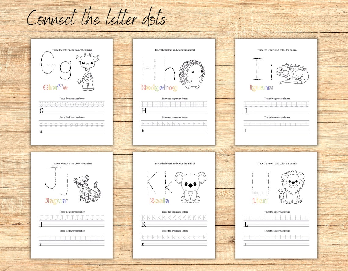 Printable Animal ABC Coloring and Tracing Worksheets, A to Z Tracing ...