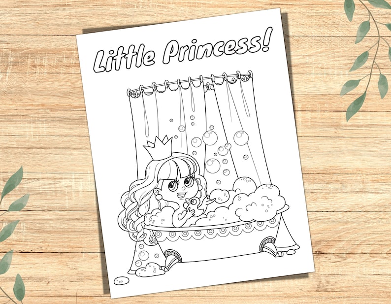 Princess Birthday Coloring Pages, Printable Coloring Book, Kids Relax ...