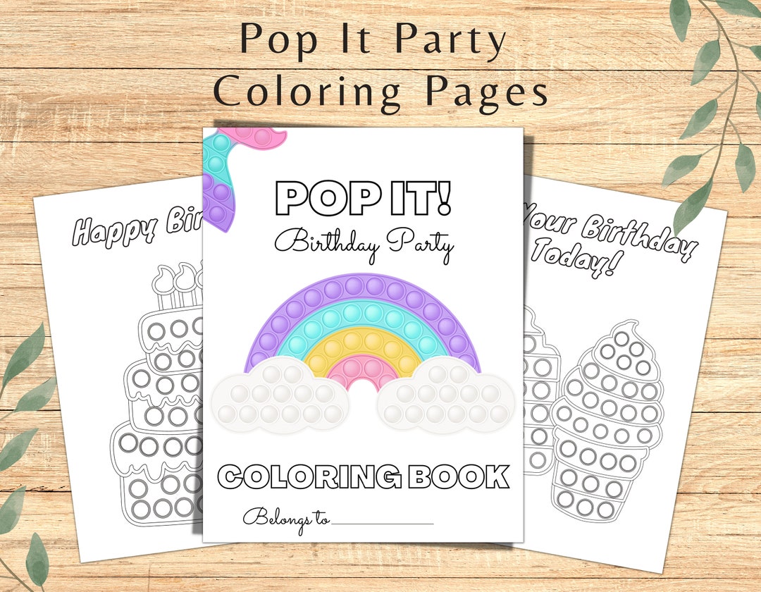 Printable Pop It Birthday Party Coloring Book Pages, Birthday Boy ...