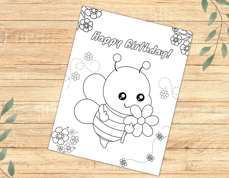 Honey Bee Party Coloring Pages Printable Birthday Book - Etsy