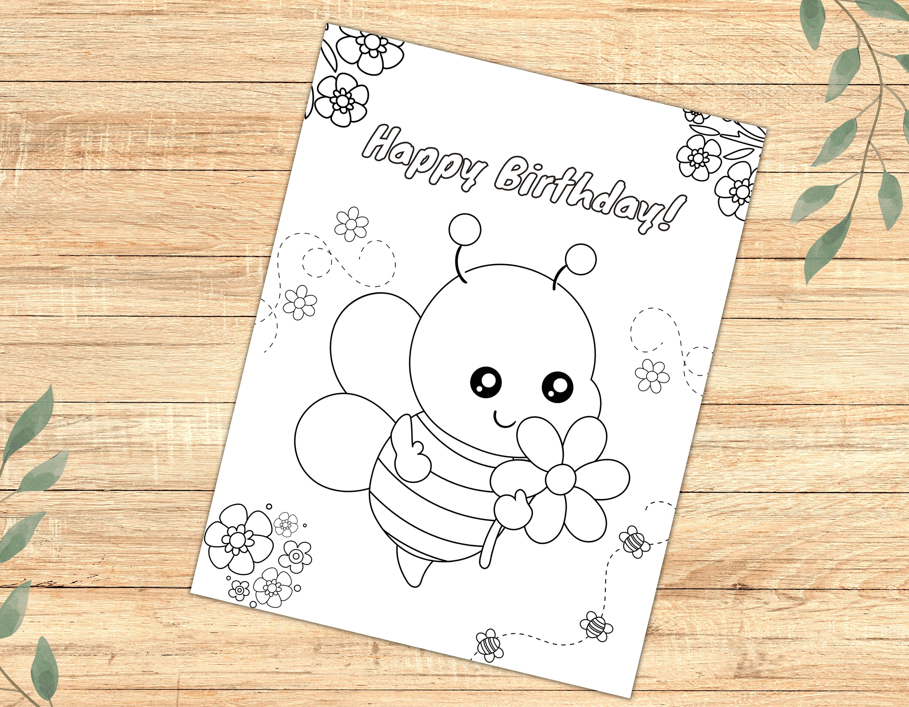 Honey Bee Party Coloring Pages, Printable Birthday Book, Birthday Girl ...
