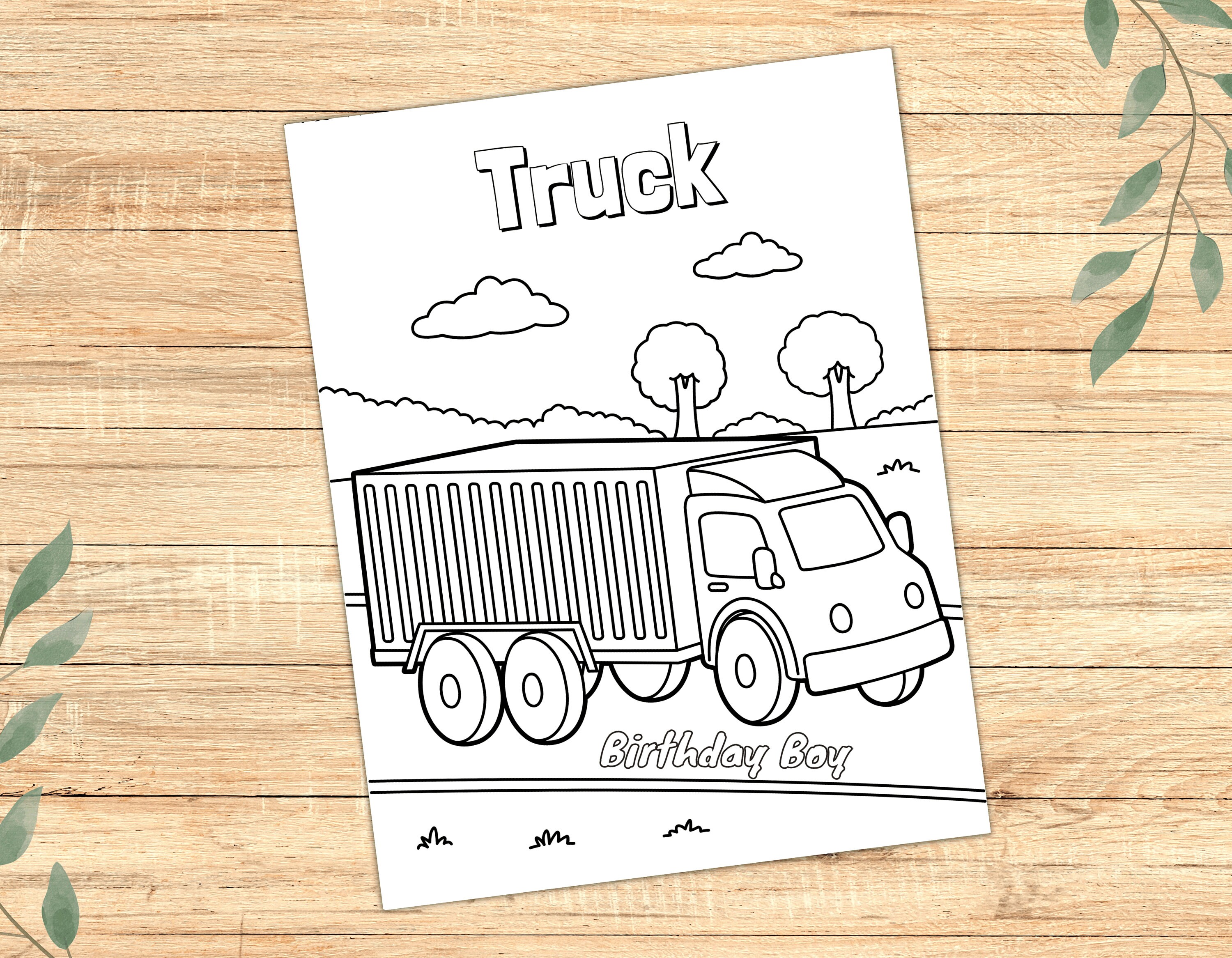Birthday Party Coloring Pages, Printable Vehicles Coloring Book, Kids ...