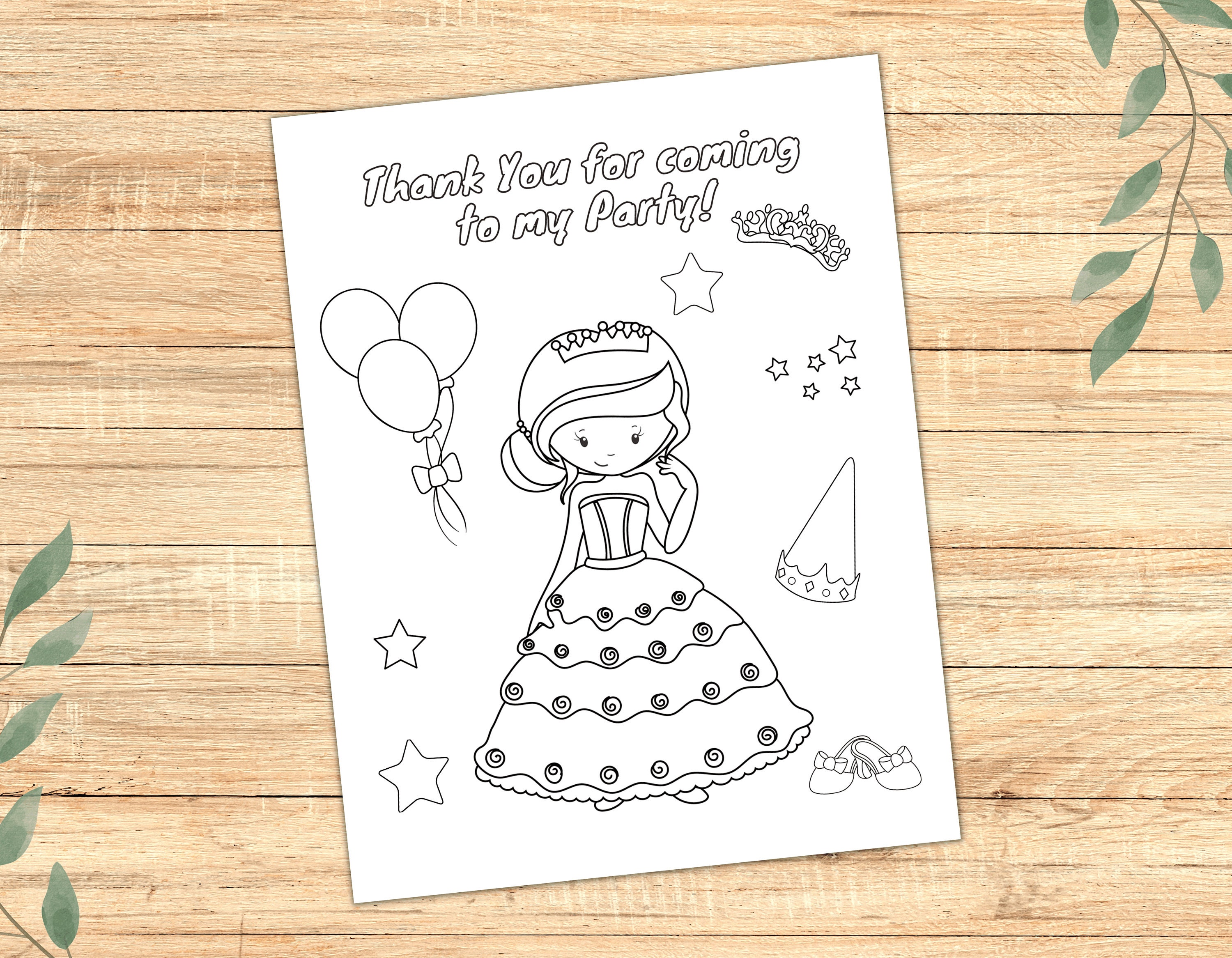 Princess Party Coloring Pages, Printable Coloring Book, Birthday Girl ...