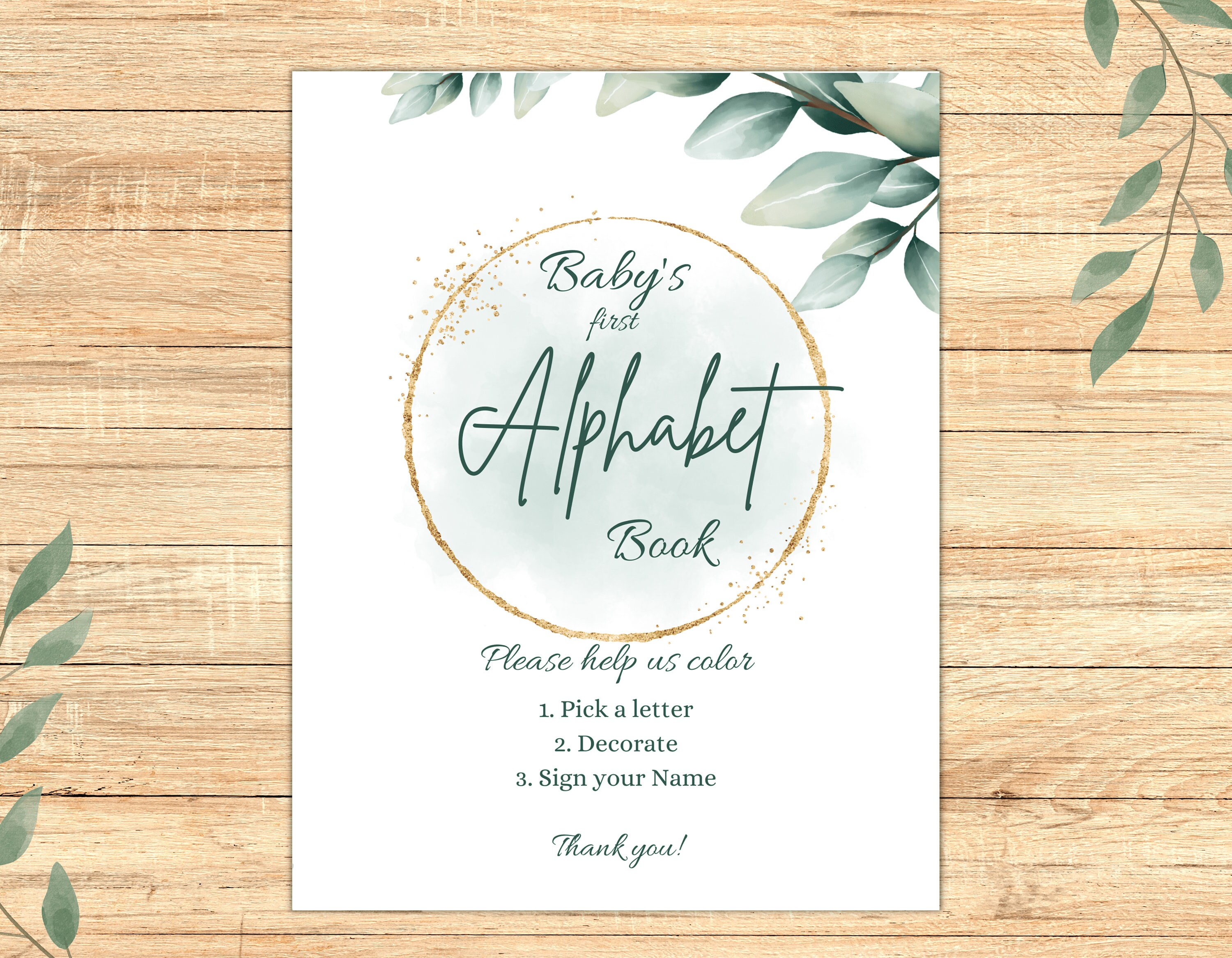 Baby's First Alphabet Book, Baby Shower Printable, Baby's ABC Book ...