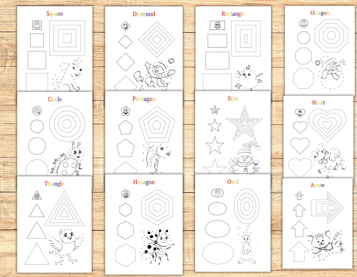 Printable Shape Tracing Worksheet, Learning Practice Worksheet, Connect ...