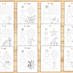 Printable Shape Tracing Worksheet, Learning Practice Worksheet, Connect ...