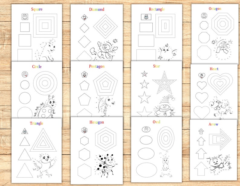 Printable Shape Tracing Worksheet, Learning Practice Worksheet, Connect ...