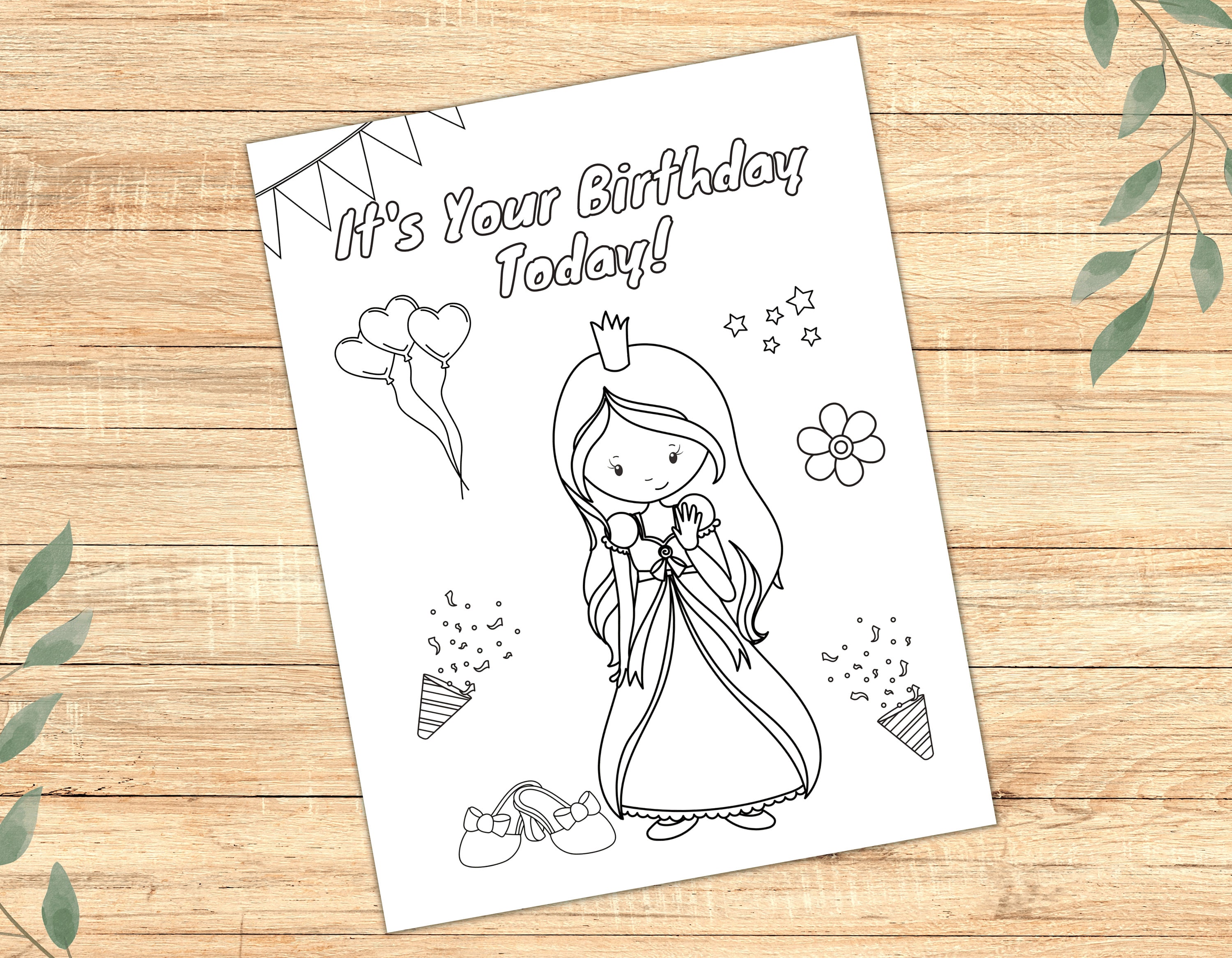 Princess Party Coloring Pages, Printable Coloring Book, Birthday Girl ...