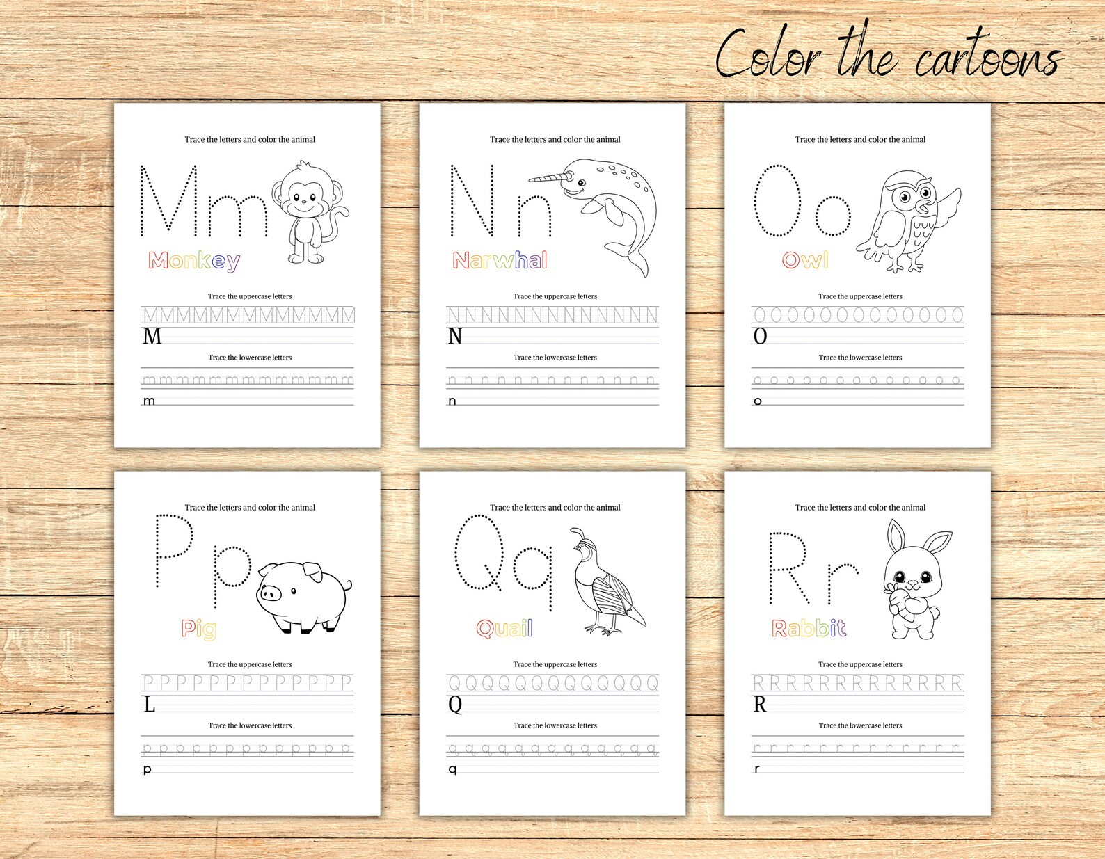 Printable Animal ABC Coloring and Tracing Worksheets, A to Z Tracing ...