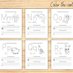 Printable Animal ABC Coloring and Tracing Worksheets, A to Z Tracing ...