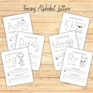 Printable Animal ABC Coloring and Tracing Worksheets, A to Z Tracing ...