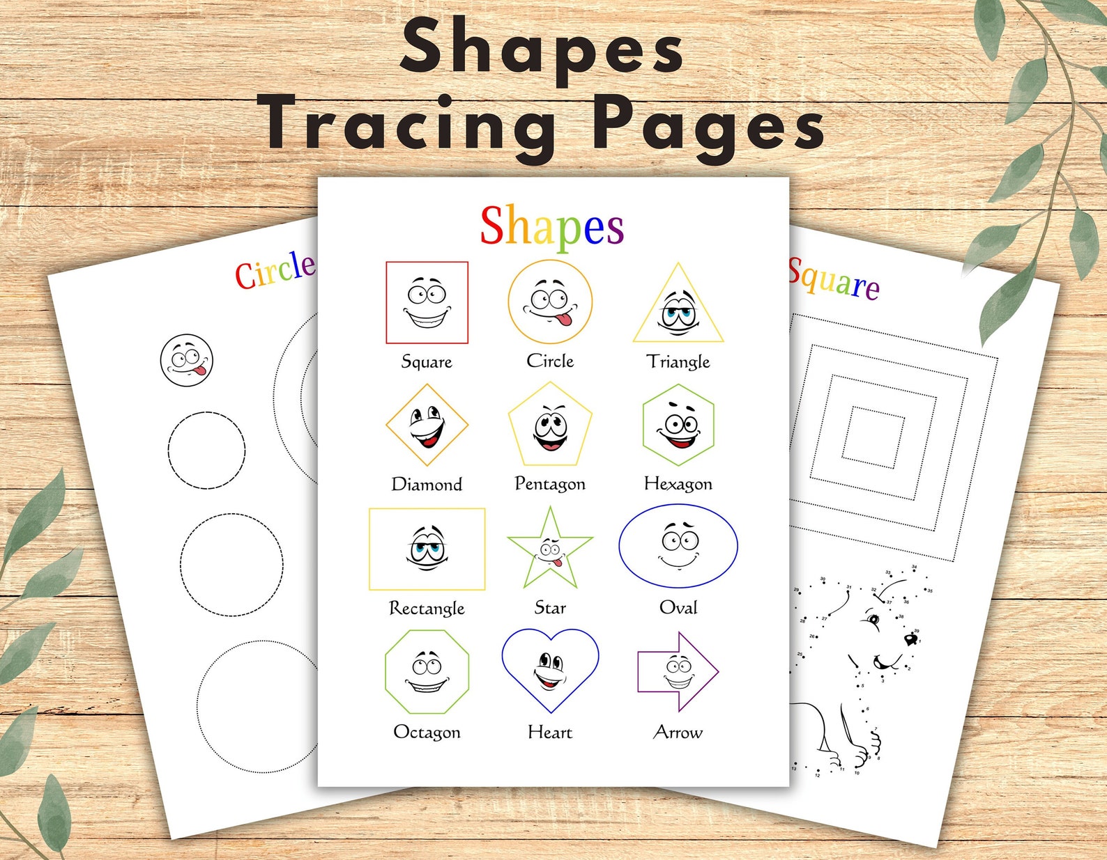 Printable Shape Tracing Worksheet, Learning Practice Worksheet, Connect ...