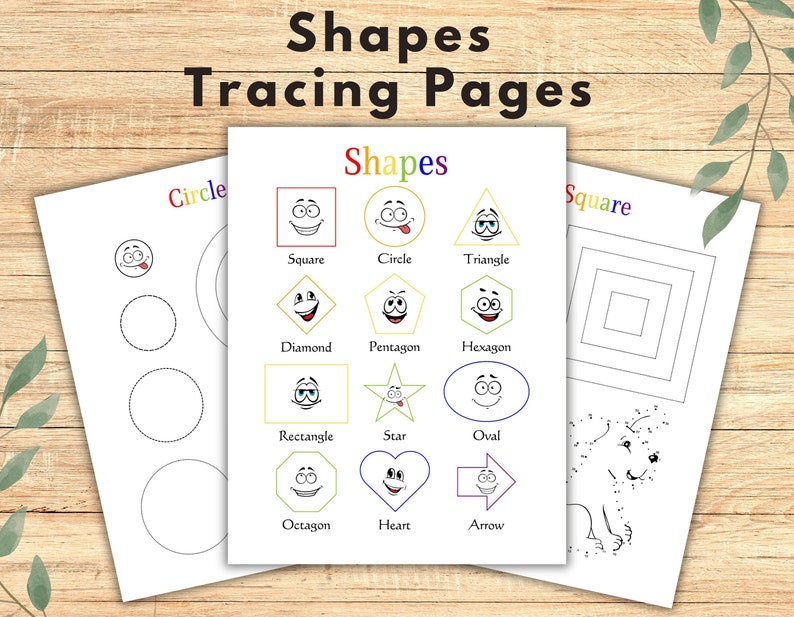 Printable Shape Tracing Worksheet, Learning Practice Worksheet, Connect ...
