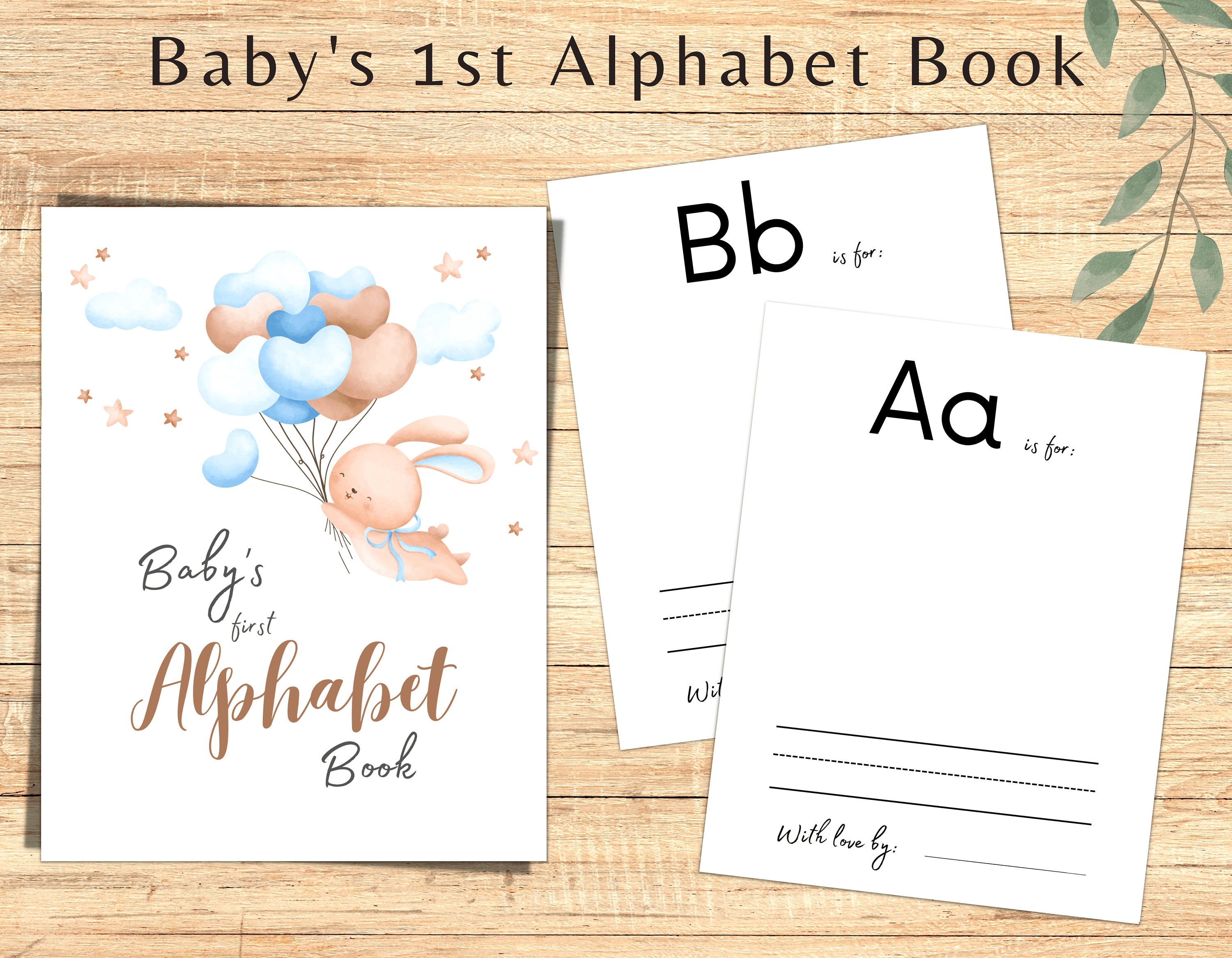 Baby Boy's First Alphabet Book, Printable Baby Shower, Baby's ABC Book ...