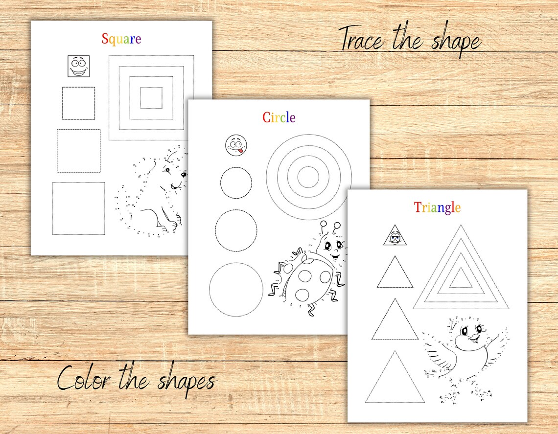 Printable Shape Tracing Worksheet, Learning Practice Worksheet, Connect ...