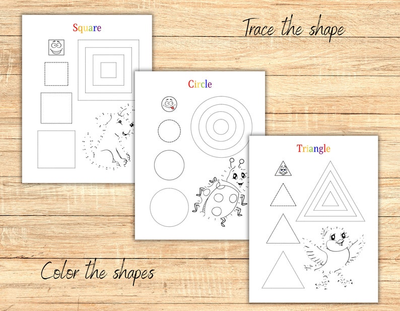 Printable Shape Tracing Worksheet, Learning Practice Worksheet, Connect ...
