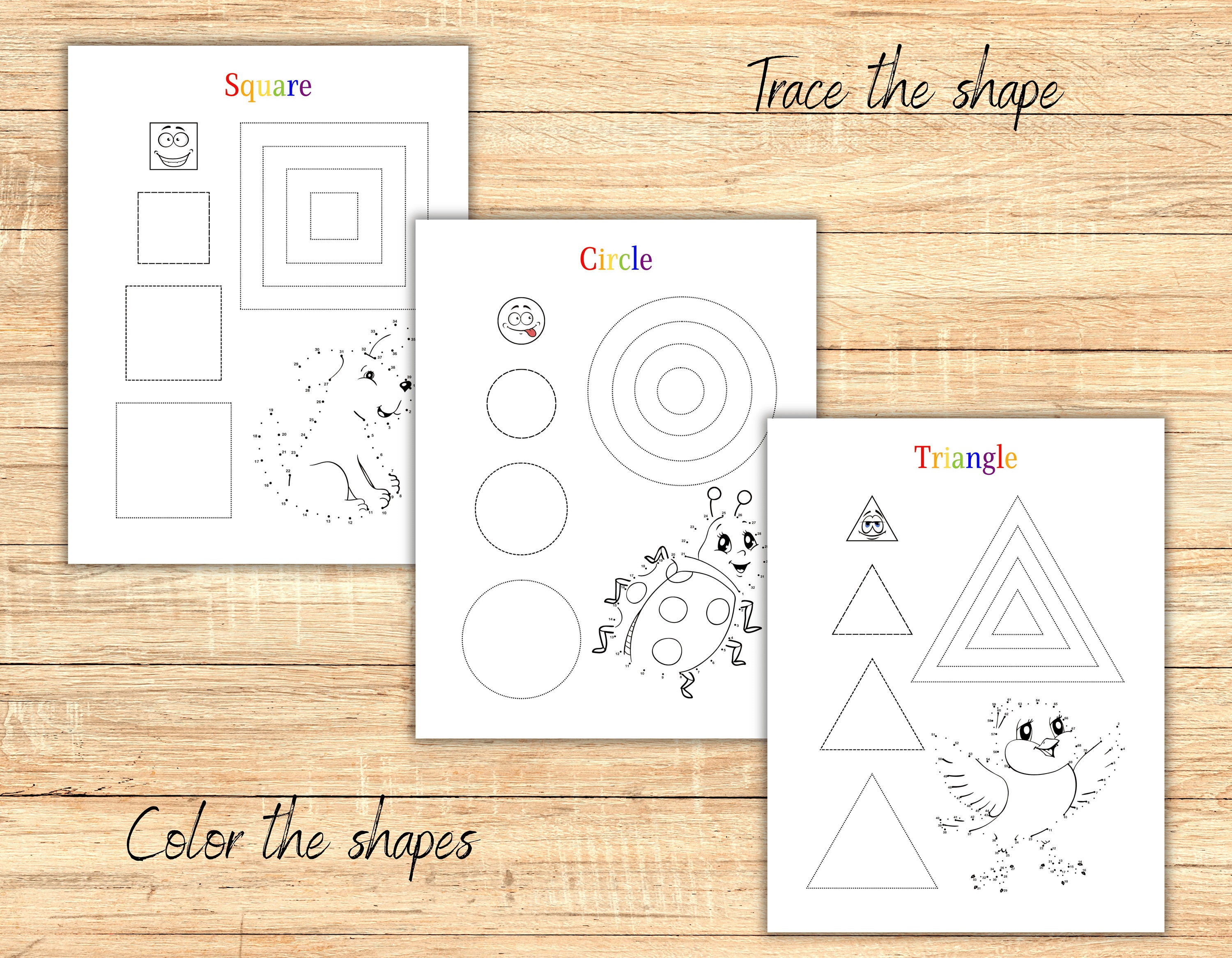Printable Shape Tracing Worksheet, Learning Practice Worksheet, Connect ...