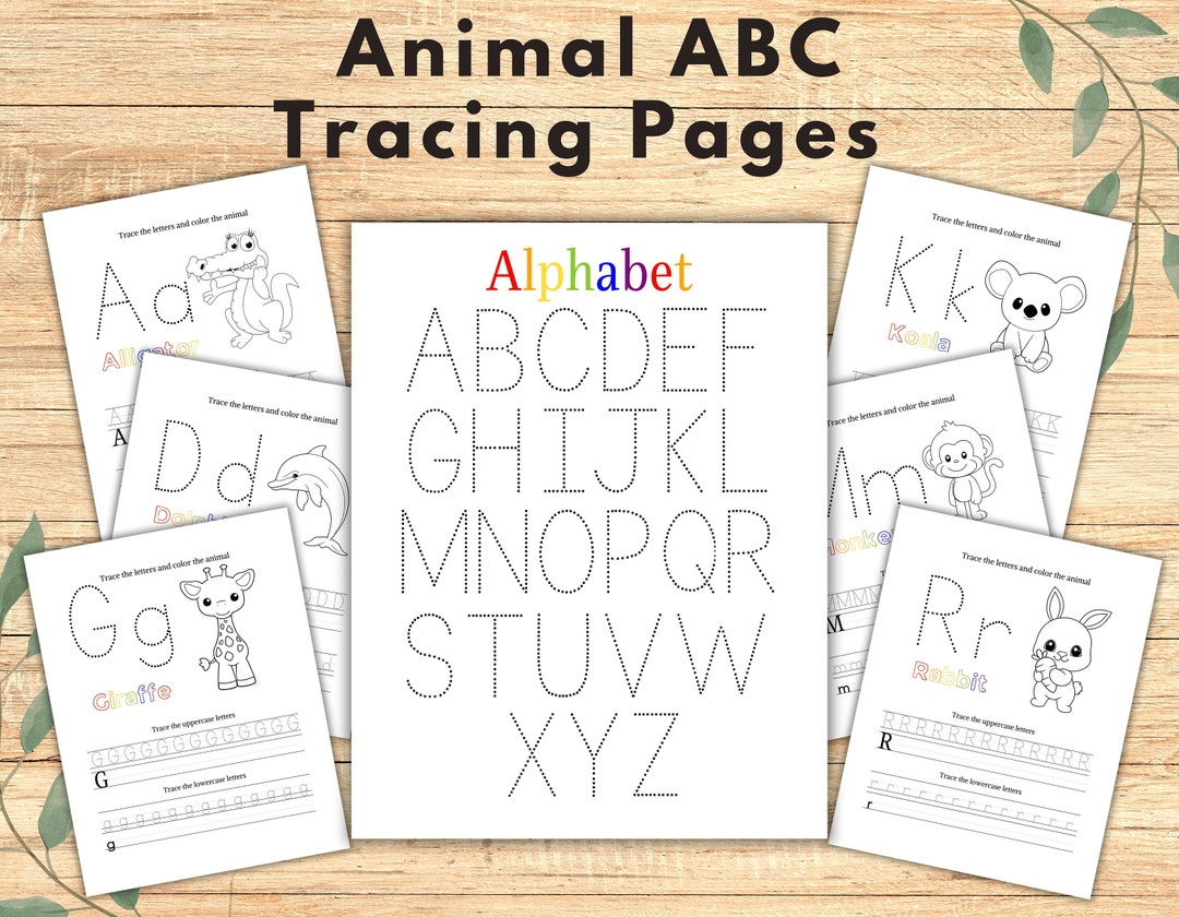 Printable Animal ABC Coloring and Tracing Worksheets, A to Z Tracing ...