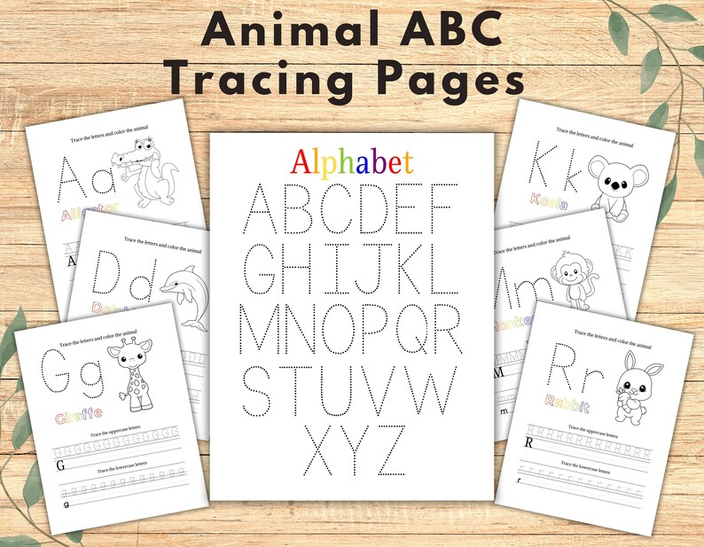 Printable Animal ABC Coloring and Tracing Worksheets, A to Z Tracing ...